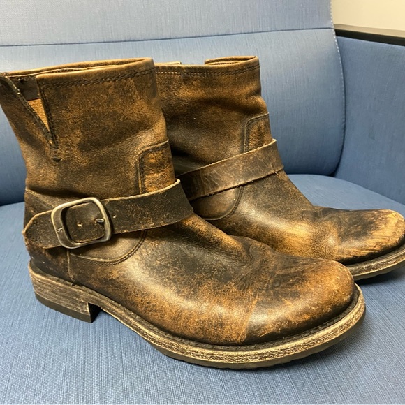 Frye | Shoes | Frye Veronica Booties Antiqued Black Distressed Brown ...